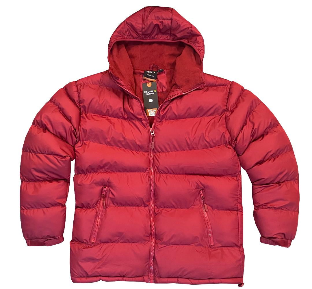 Men's Solid Warm Puffer Bubble Fleece Lined Heavyweight Full Zip Hooded Jacket - Walmart.com