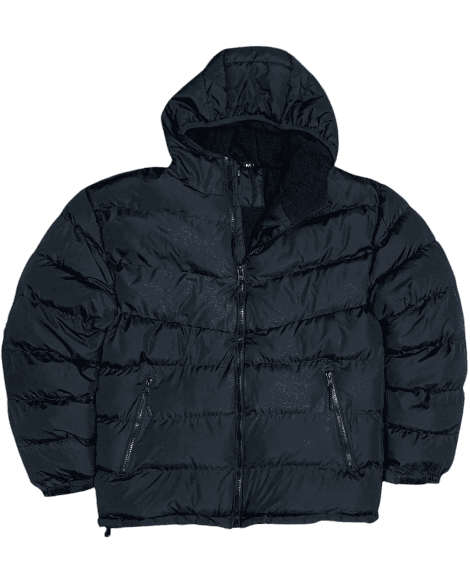 Men's Solid Warm Puffer Bubble Fleece Lined Heavyweight Full Zip Hooded ...