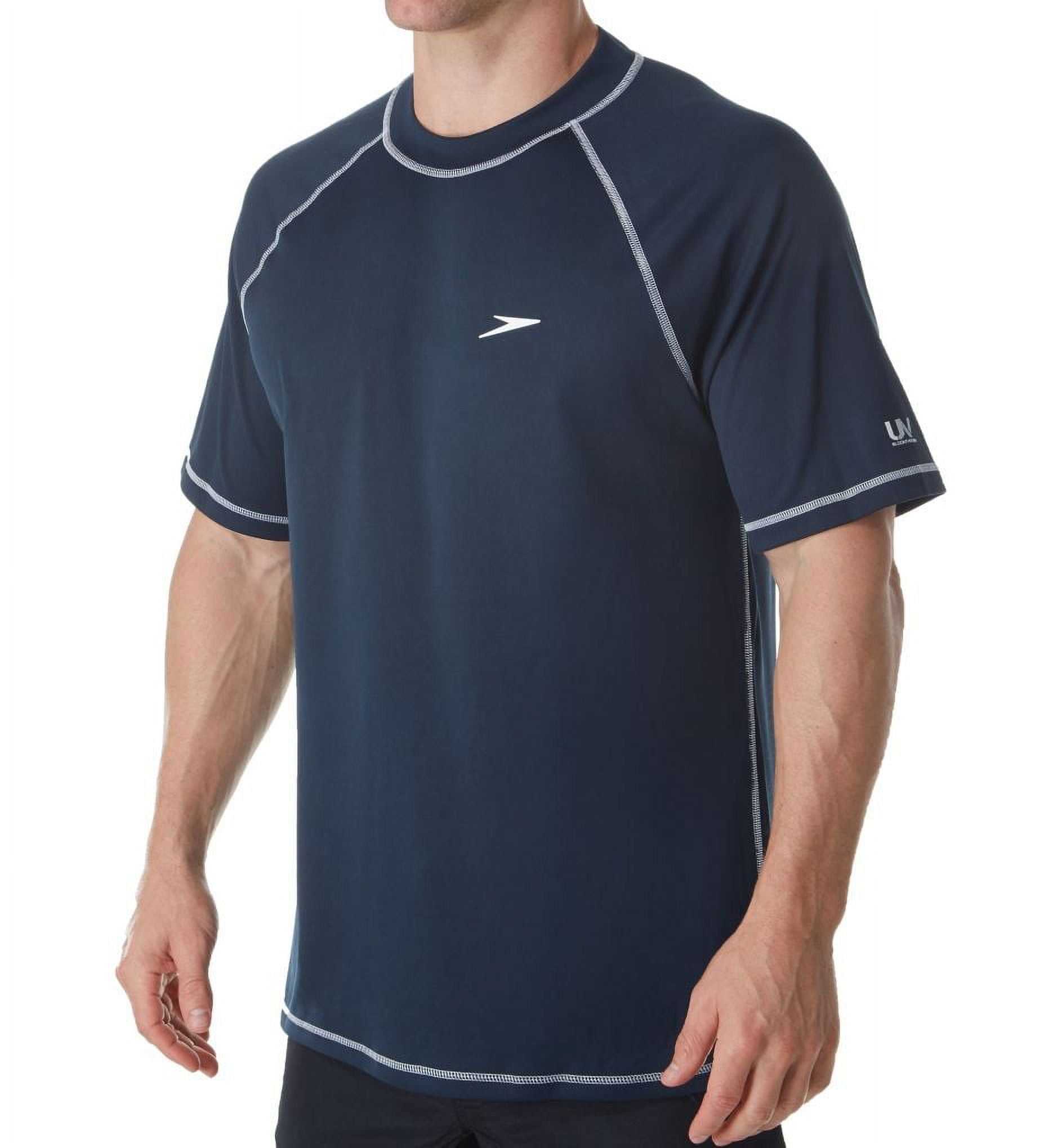 Men's Speedo 7482178 Easy Short Sleeve Loose Fit Swim Tee (New Navy 2XL ...