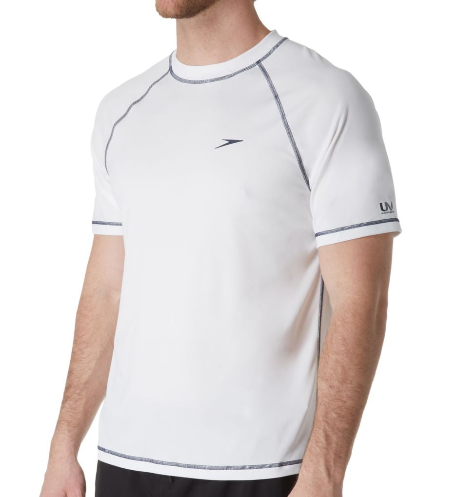 Men's Speedo 7482178 Easy Short Sleeve Loose Fit Swim Tee (White L ...