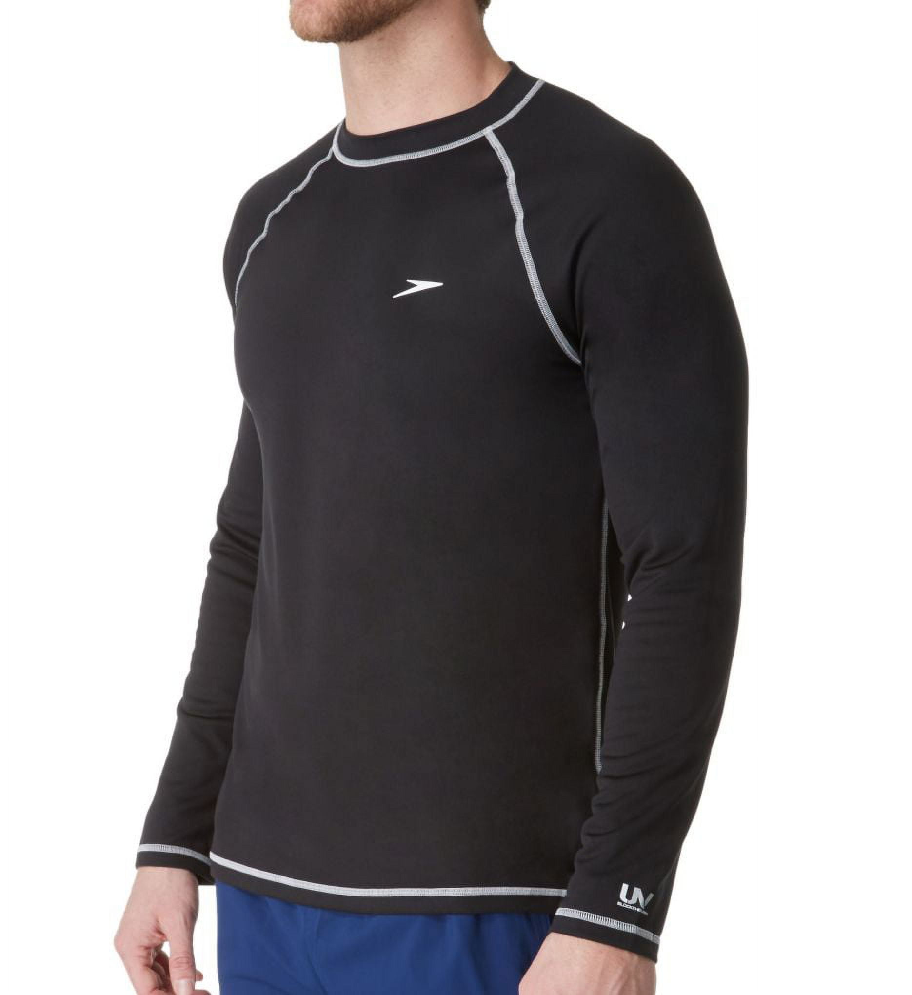 Men's Speedo 7482183 Easy Long Sleeve Loose Fit Swim Tee (Speedo Black ...