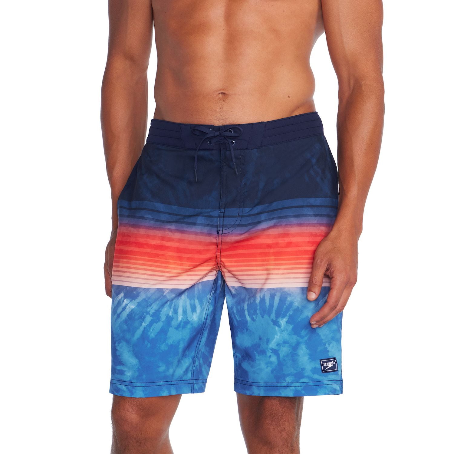 Men's Speedo 9-in. Bondi Basin Boardshorts Color: Blue Red Stripe Size ...