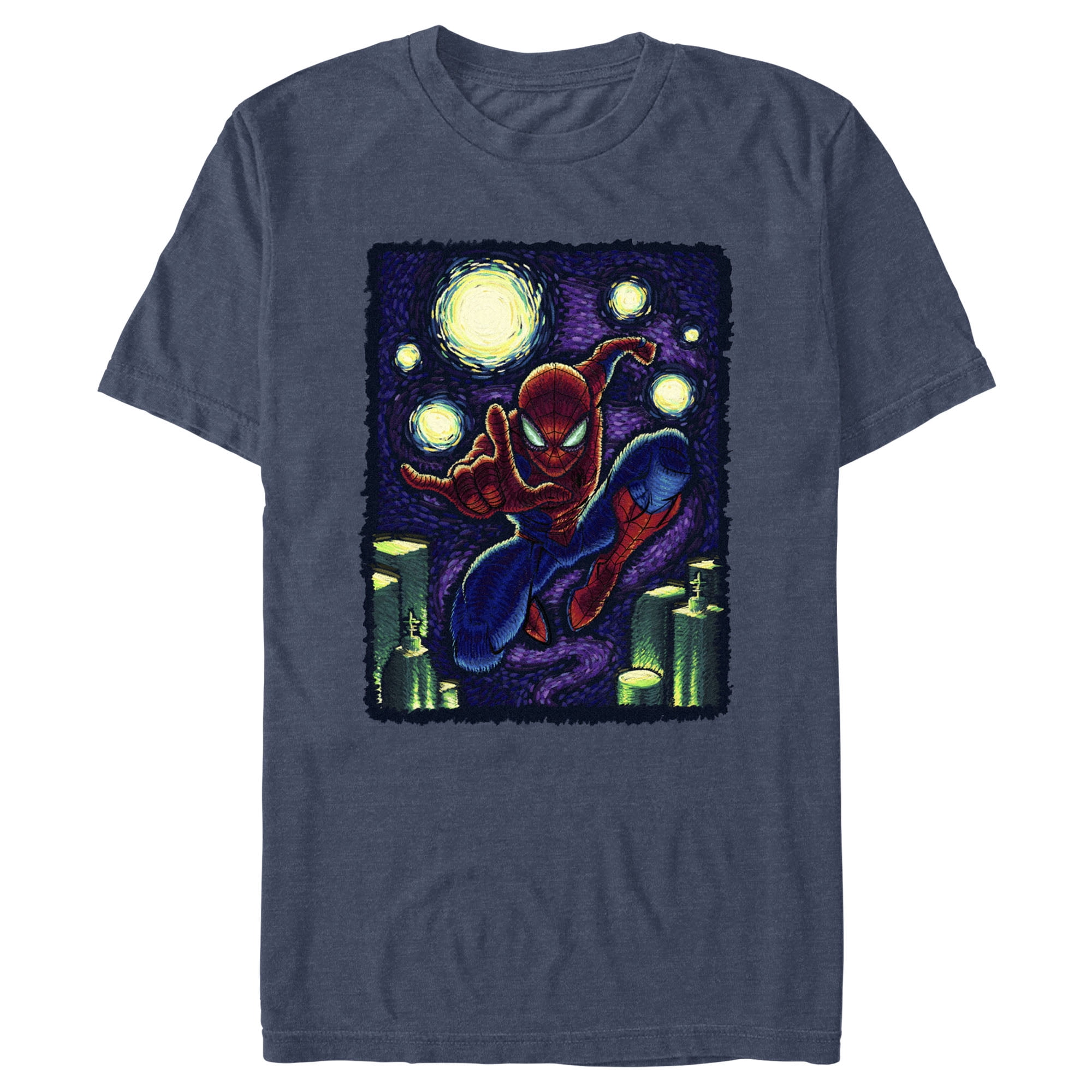 Men's Spider-Man Thwip Pose Starry Night Graphic T-Shirt - Walmart.com