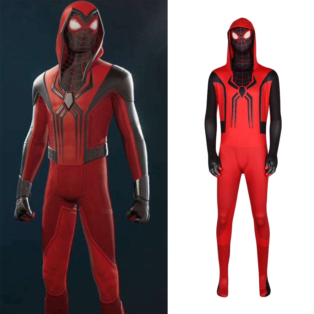 Men's Spider Superhero Halloween Cosplay Costume Miles Spandex Jumpsuit ...