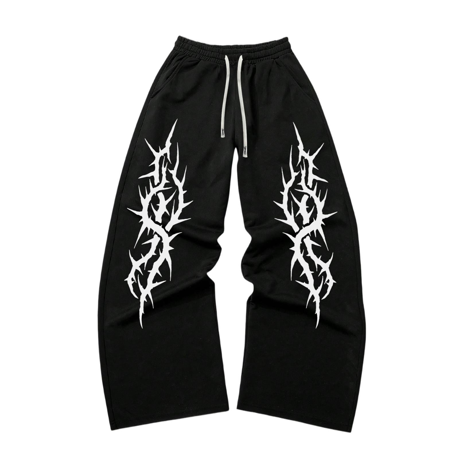 Men's Spider Web Star Print Baggy Gothic Sweatpants Y2k Pants Mens Goth ...
