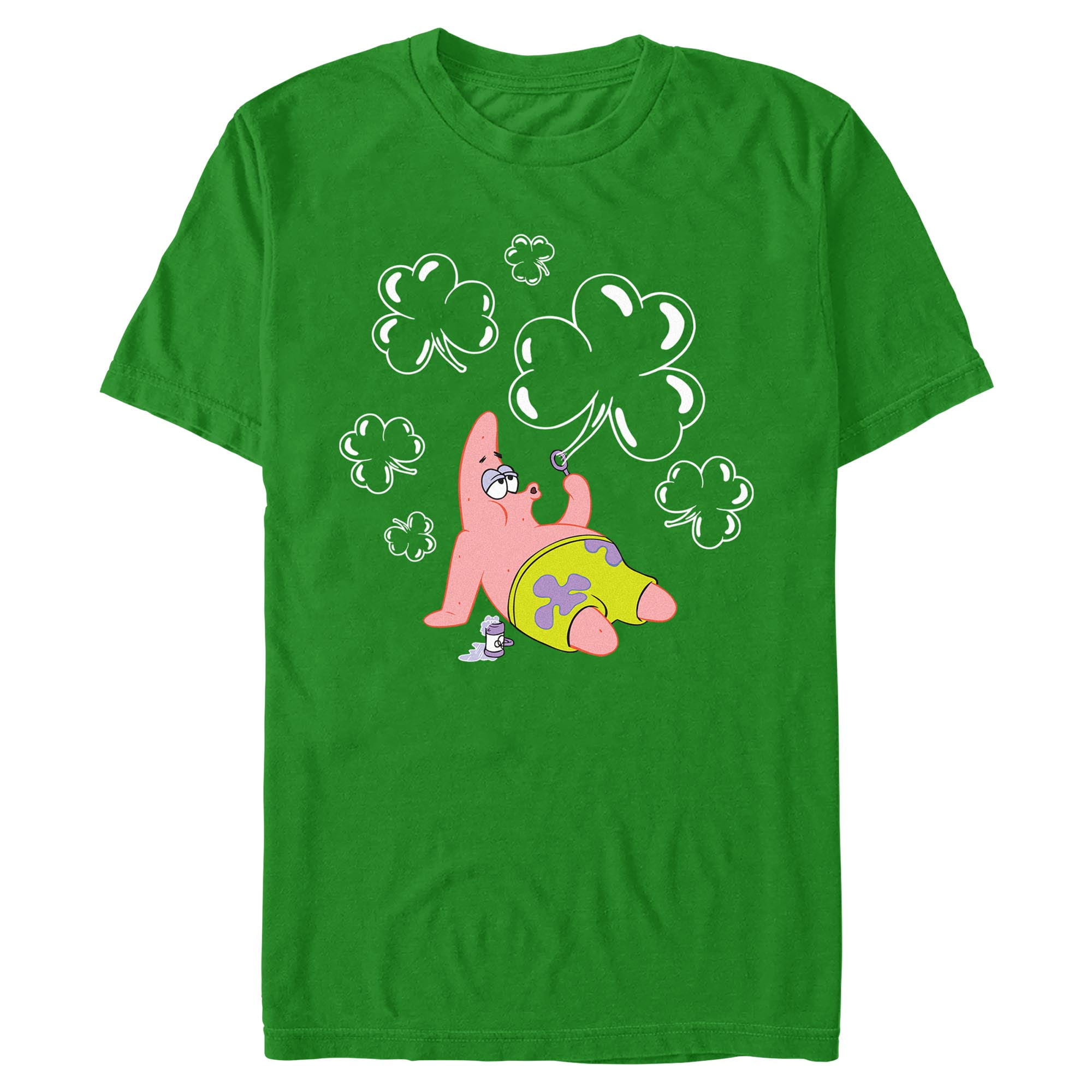 Men's SpongeBob SquarePants Patrick Star Shamrock Bubbles Graphic T ...