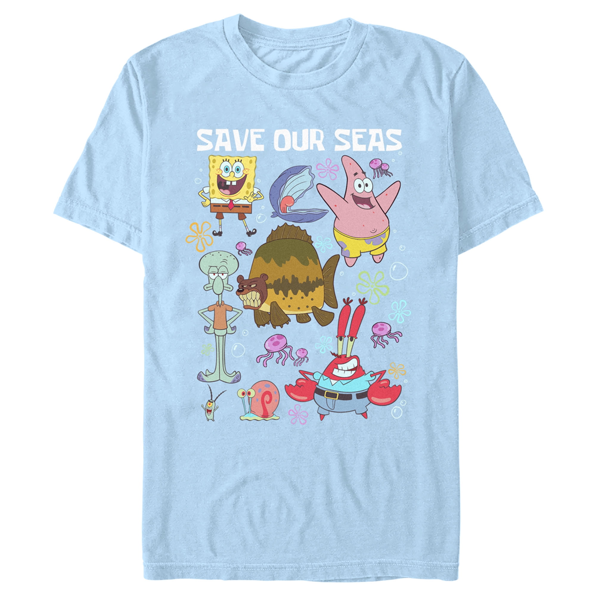 Men's SpongeBob SquarePants Save Our Seas Graphic Tee Light Blue X ...