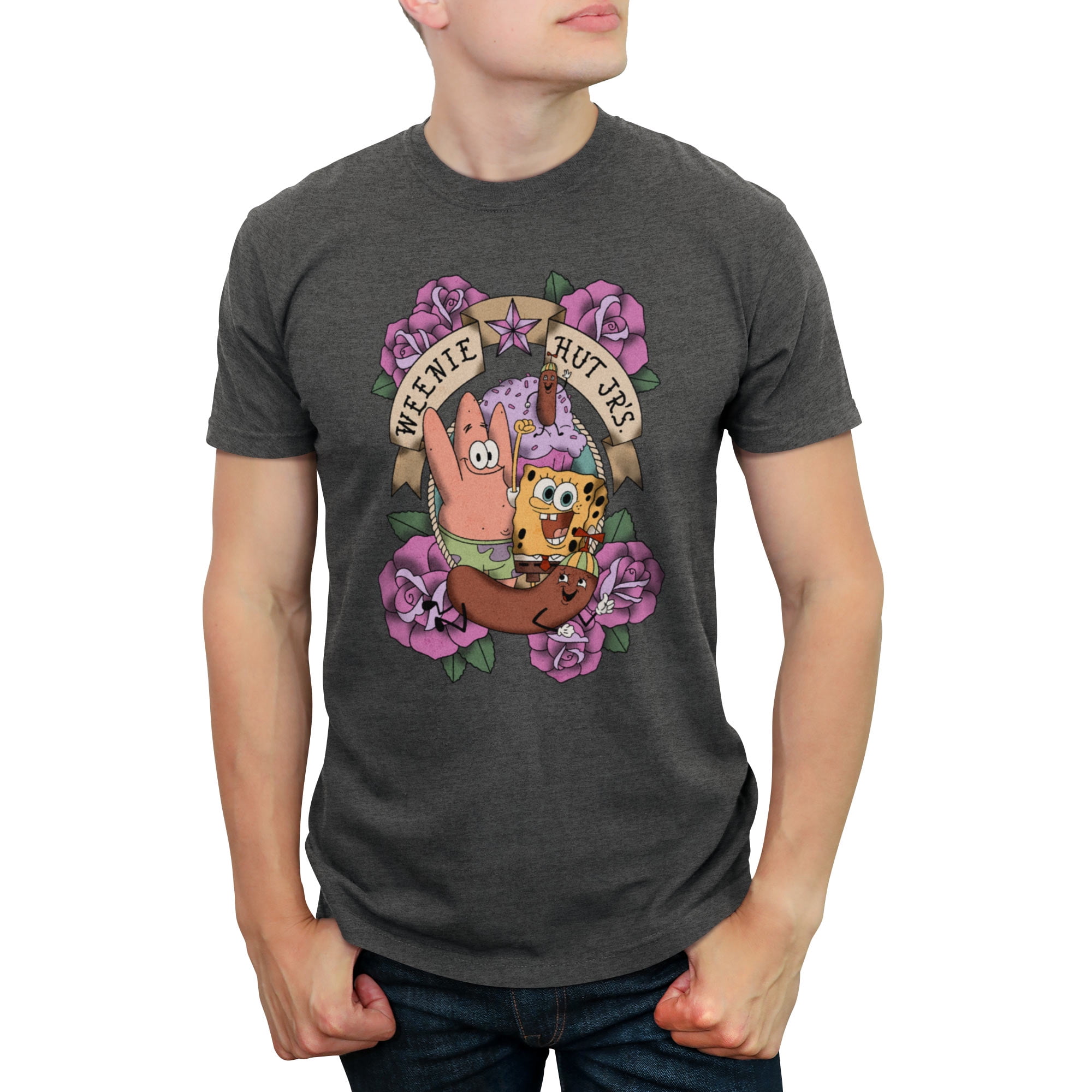 Men's SpongeBob SquarePants Weenie Hut Floral Graphic T-Shirt - Walmart.com