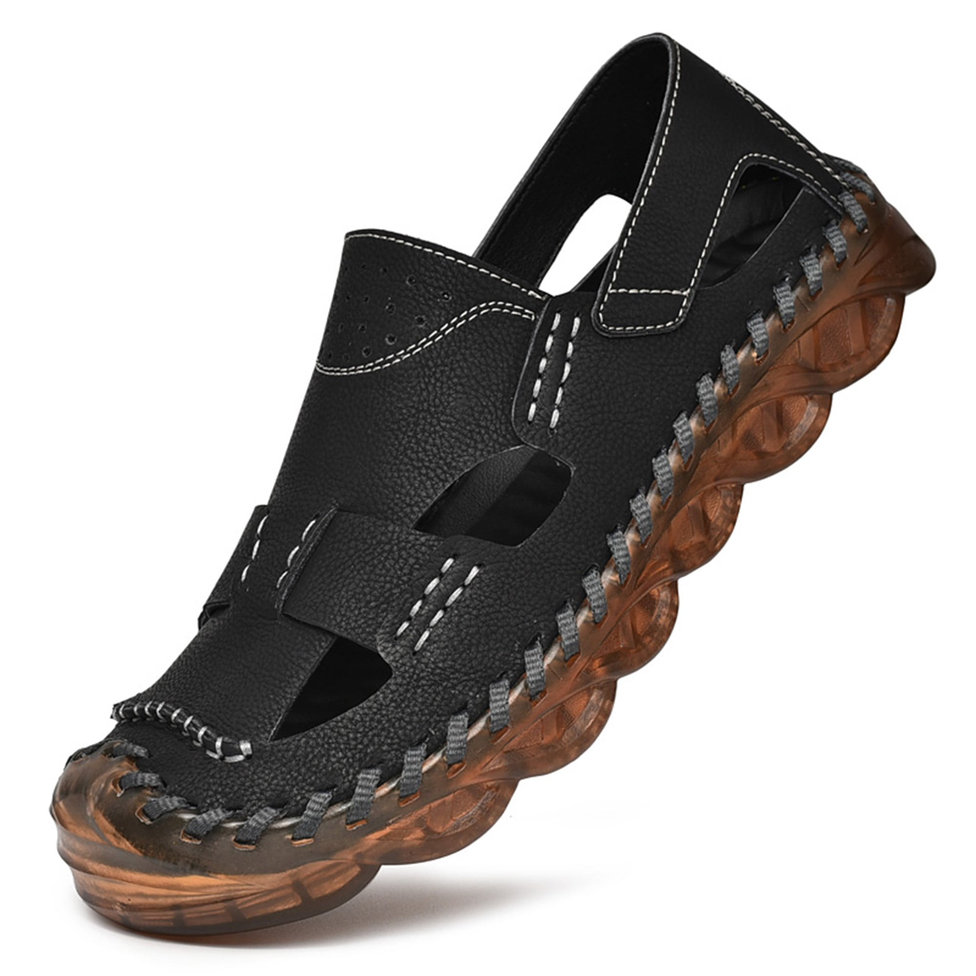 Men's Sport Sandals Closed Toe Outdoor Handmade Leather Sandal ...