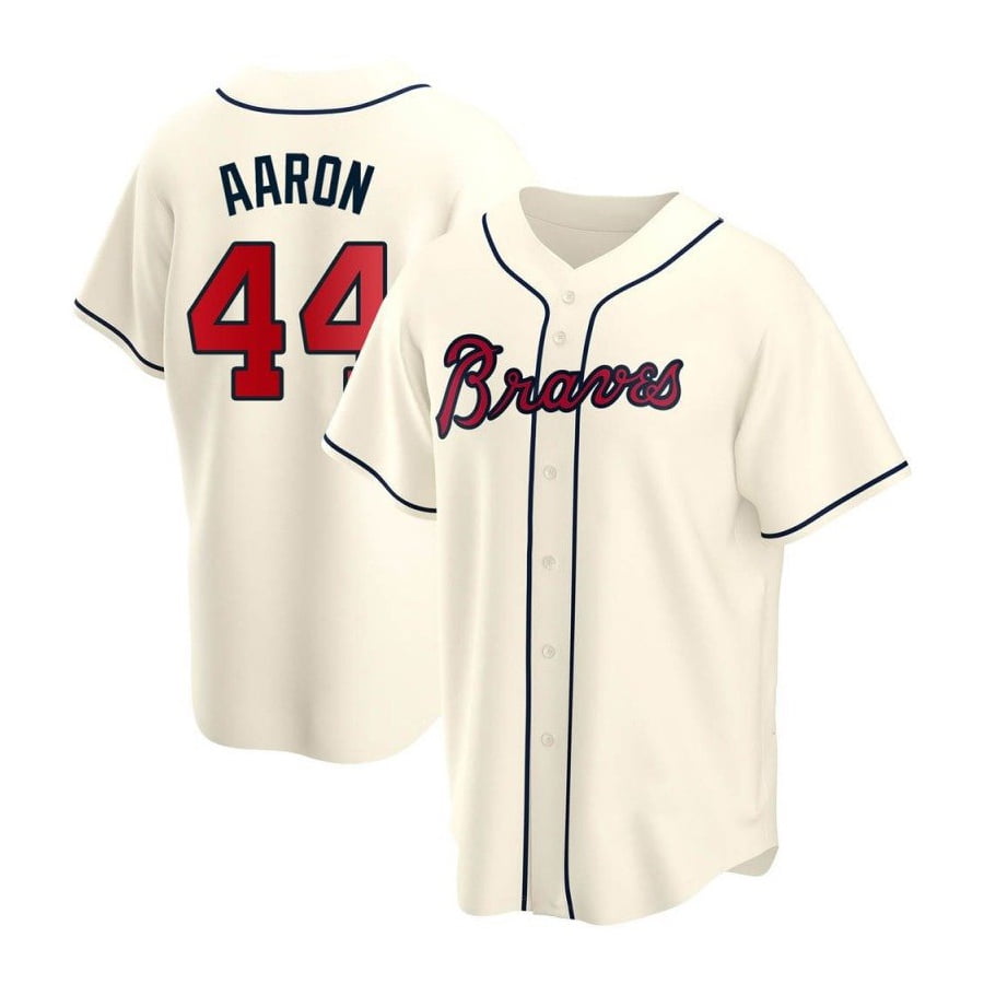 Men's Sport T-Shirt Cream 6 #44 Hank_Aaron Atlanta_Bra_ves Fans Team ...