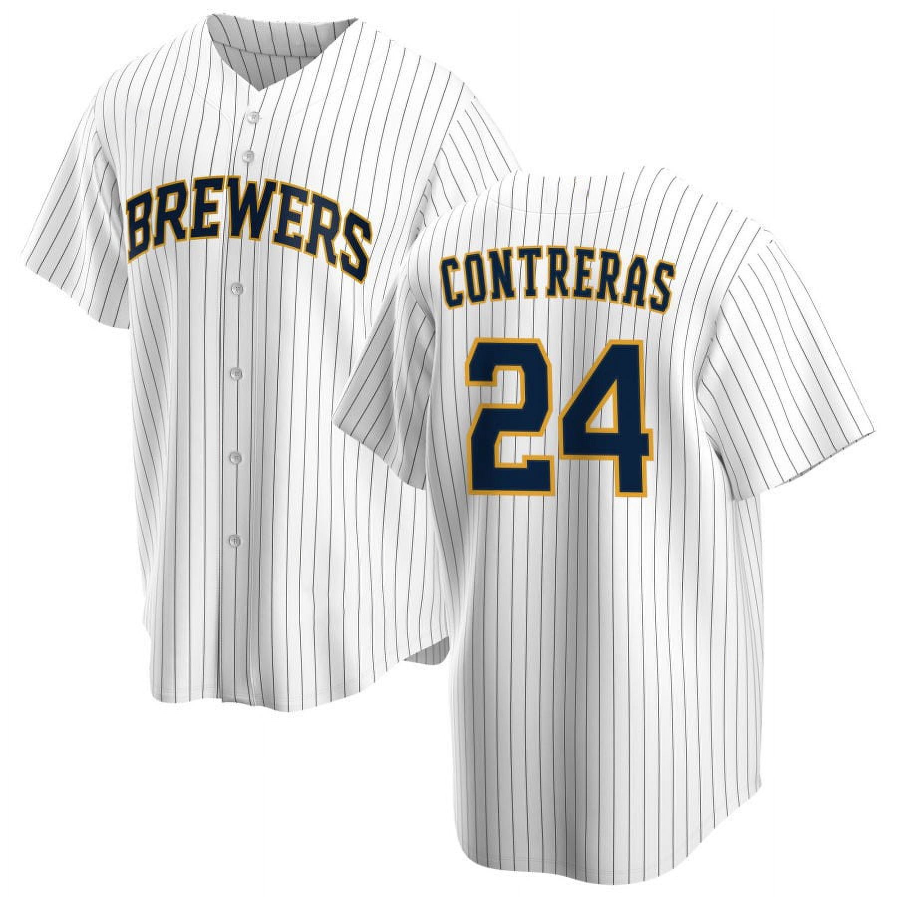 Men's Sport T-Shirt White 3 #24 Wil_liam Co_ntreras Milwaukee_Brewers ...