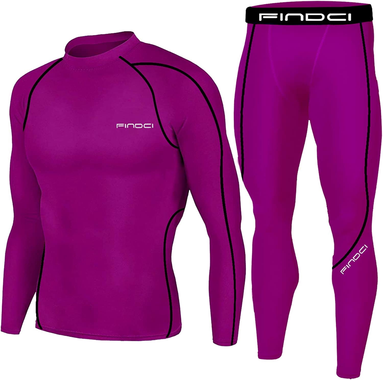 FINDCI Men's Sports Running Set Compression Shirt + Pants Skin-Tight ...