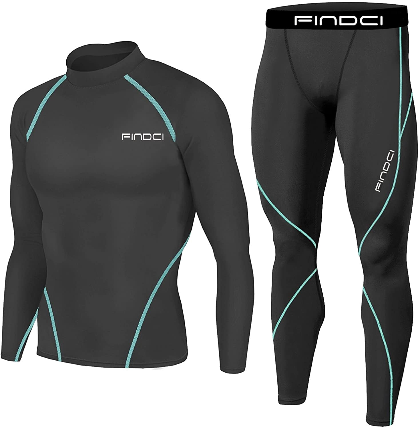 Men's Sports Running Set Compression Shirt + Pants Skin-Tight Long ...