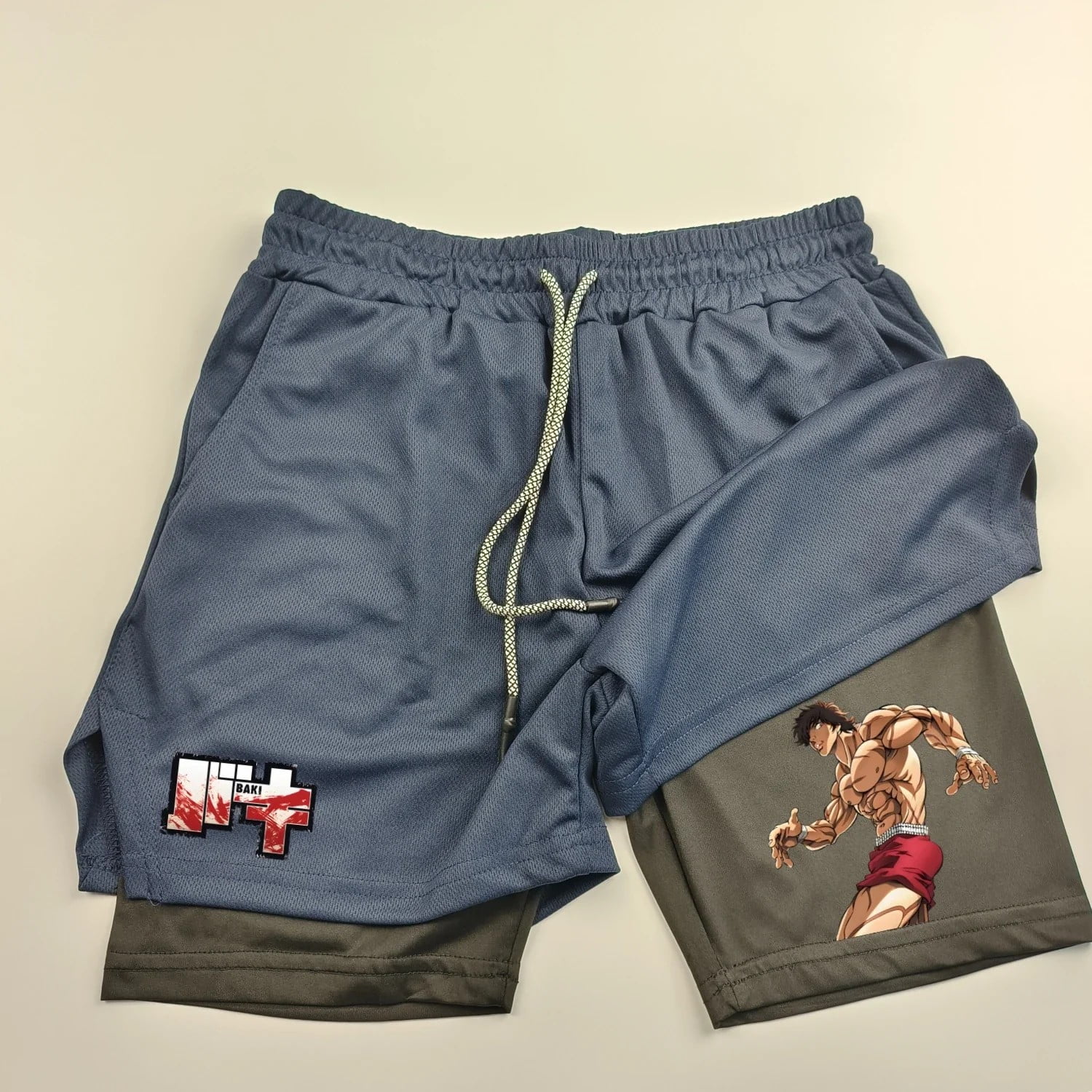 Men's Sports Shorts Anime Hanma BAKI Wrestler Running and Fitness 2-in ...