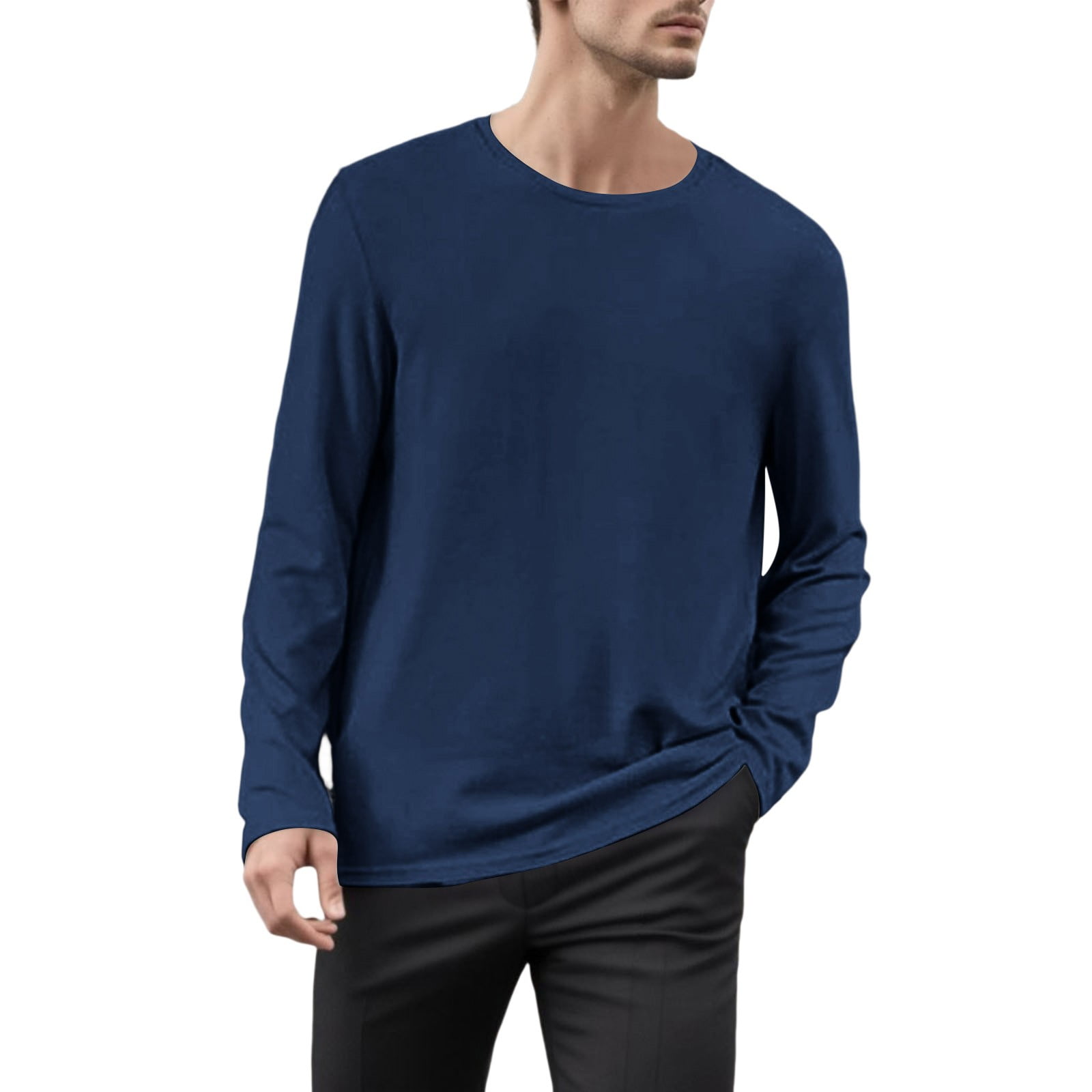 Men's Spring And Winter Shirt Fashion And Leisure Solid Color T Shirt ...