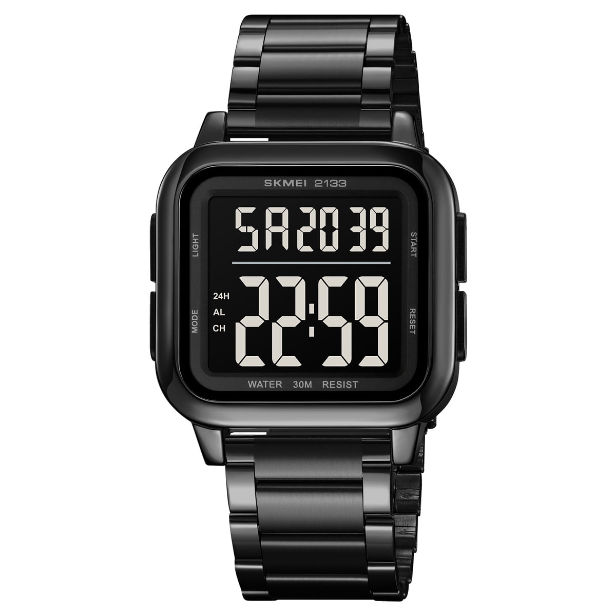Men's Square Outdoor Digital Watch with Stainless Steel Band for ...