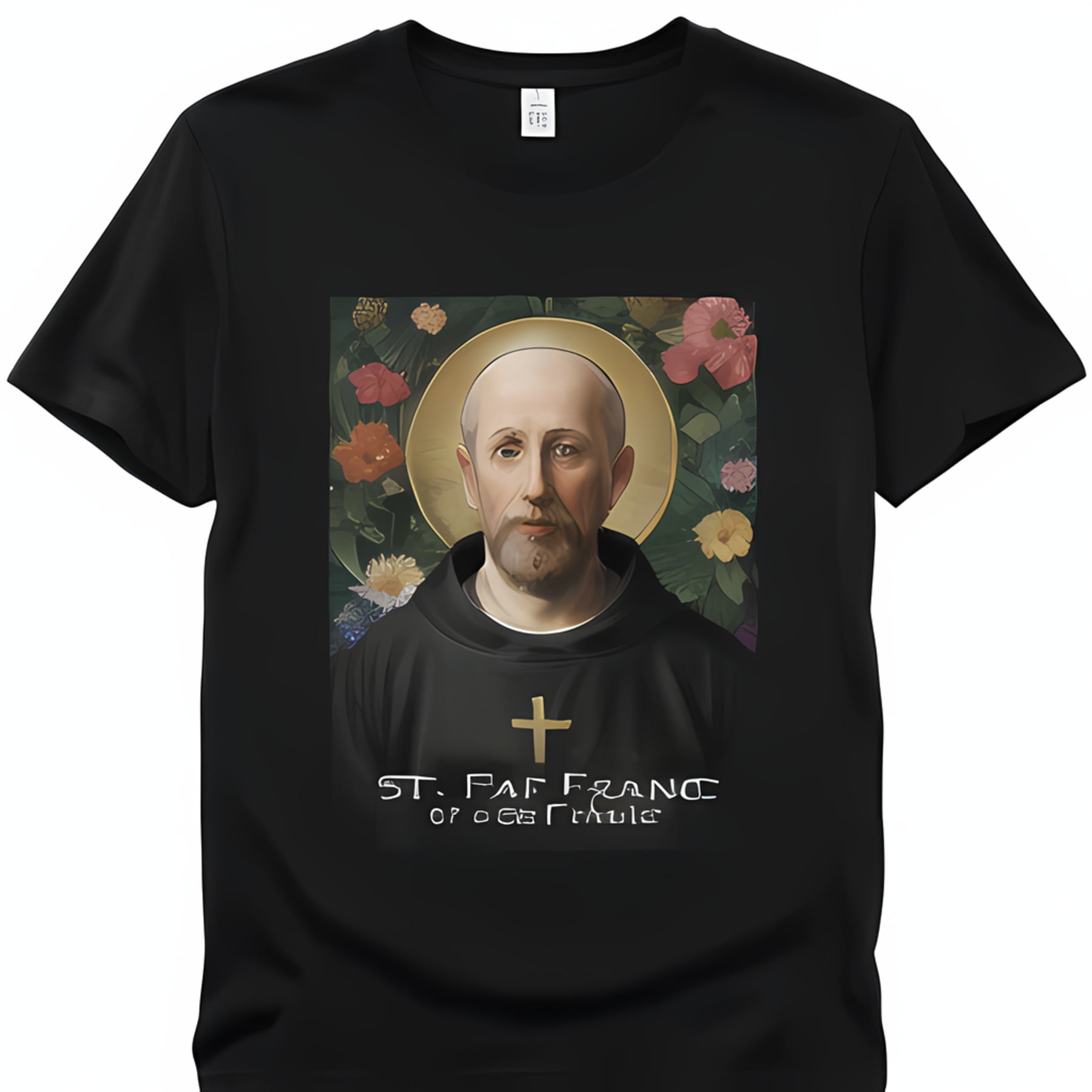 Men's St Francis of Assisi T-Shirt Elegant Design featuring serene ...