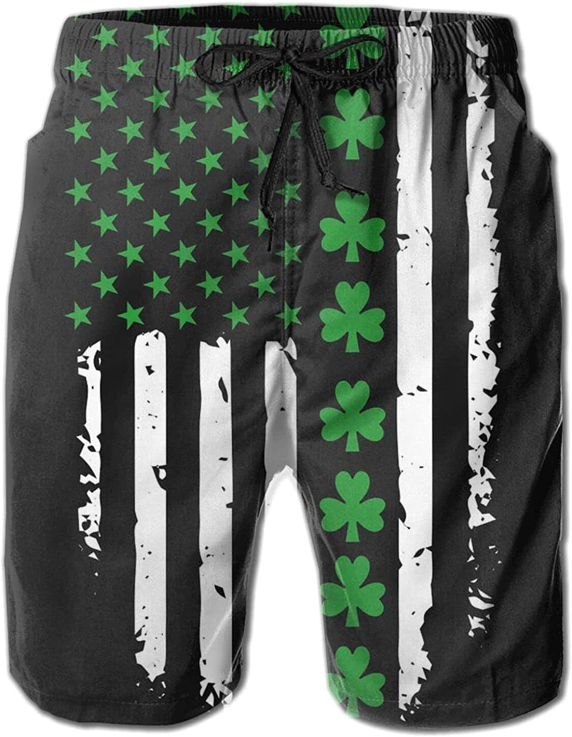 Men's St. Patrick's Day Irish American Flag Swim Trunks Beach Board ...