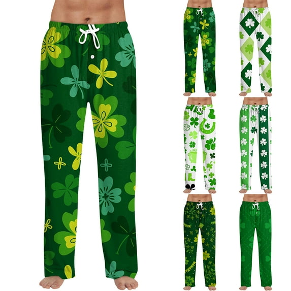 Men's St Patrick's Day Print Comfortable Casual Drawstring Pants Full ...