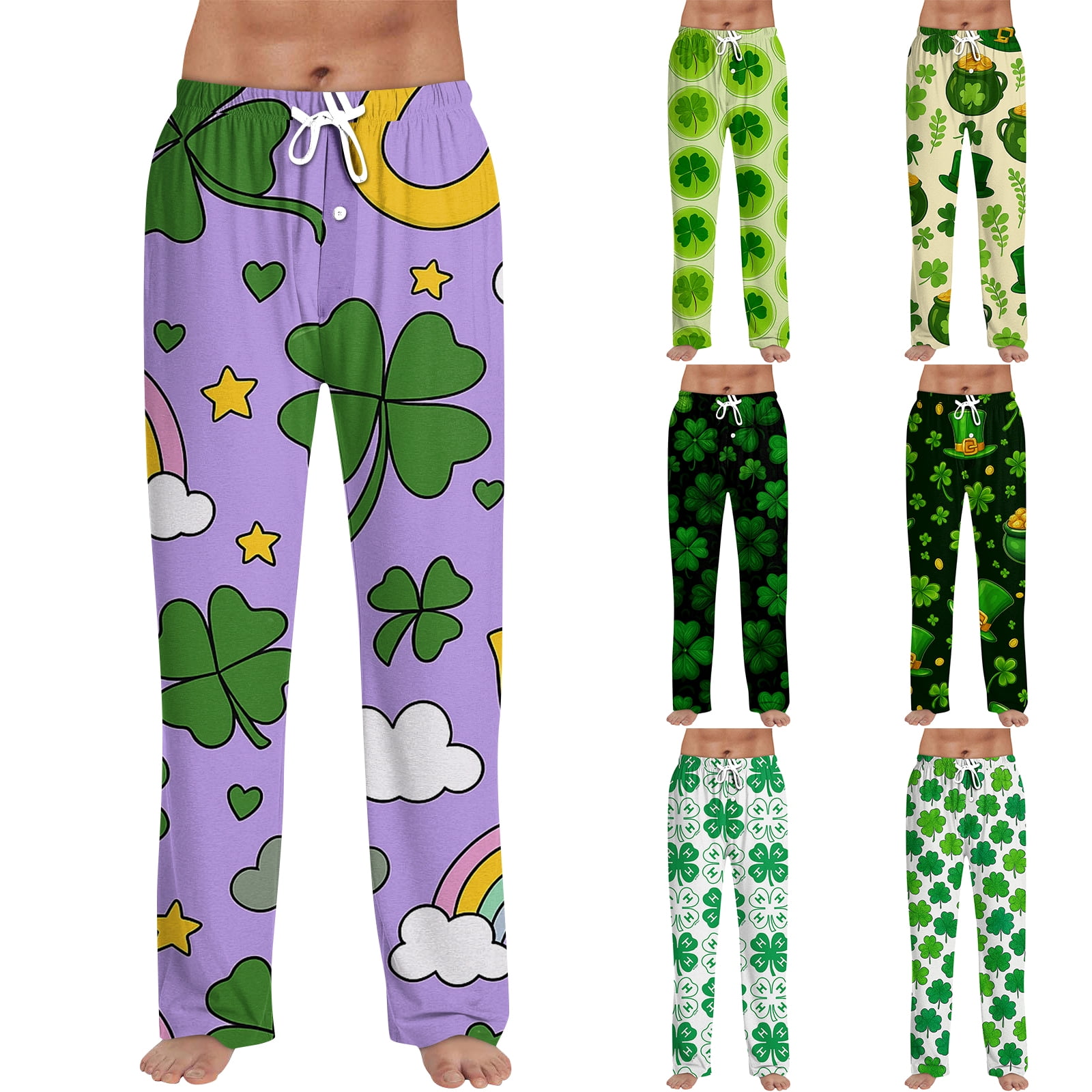 Men's St Patrick's Day Print Comfortable Casual Drawstring Pants Full ...