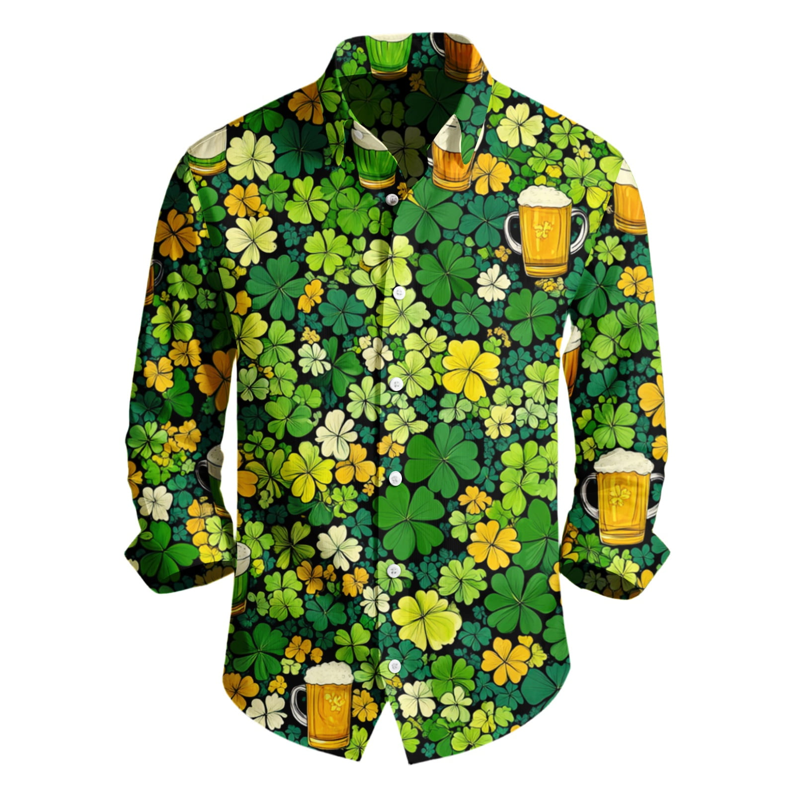 Men's St. Patrick's Day Shamrock Button Up Shirt Long Sleeve Casual Top ...