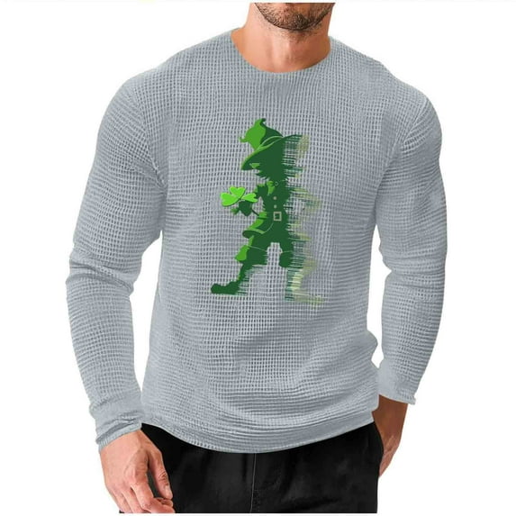 Men's St. Patrick's Day Waffle Shirts Long Sleeve Crewneck Pullover ...