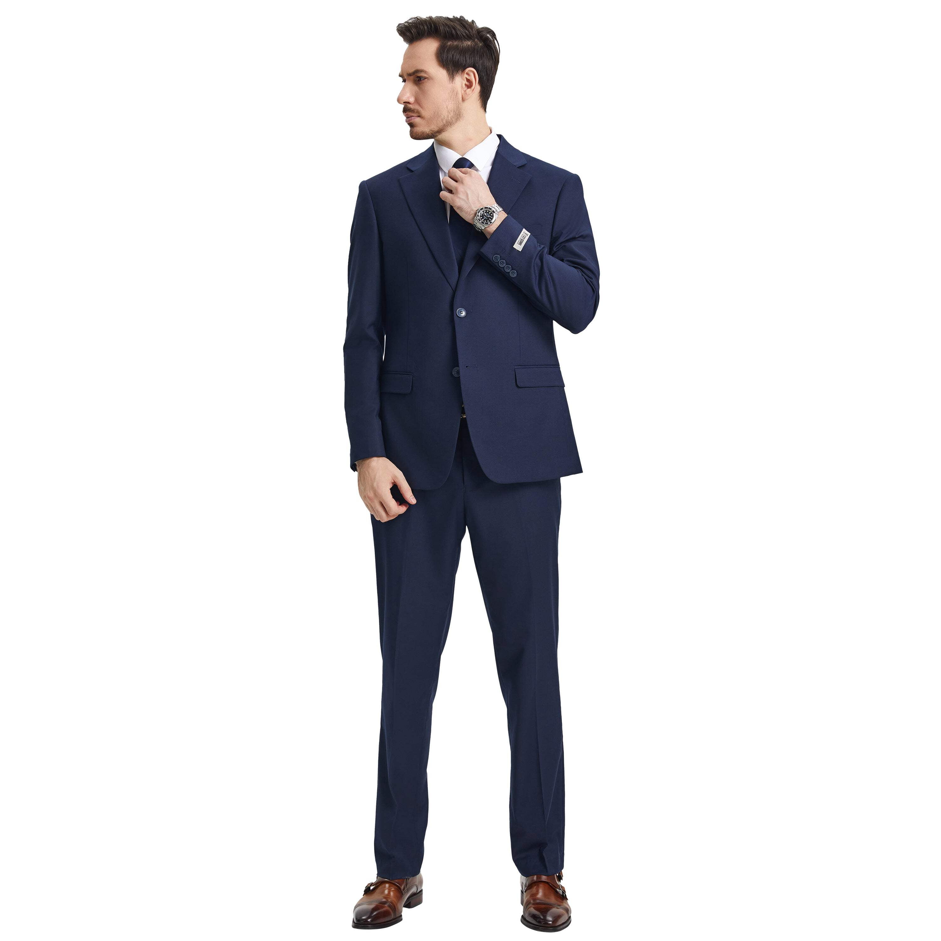 Men's Stacy Adams Hybrid-Fit 3pc Notch Lapel Suit Set, Jacket Vest and ...