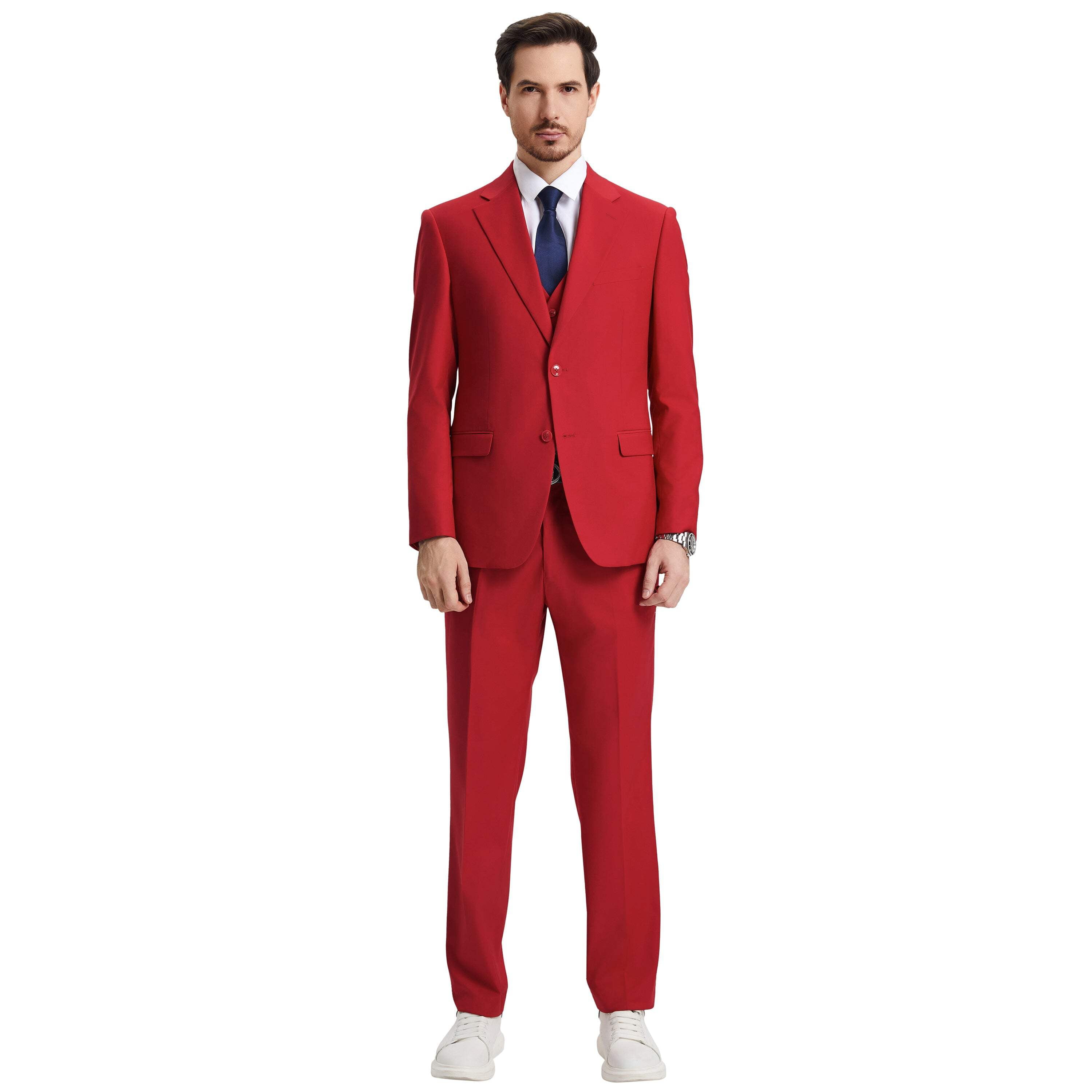 Men's Stacy Adams Hybrid-Fit 3pc Notch Lapel Suit Set, Jacket Vest and ...
