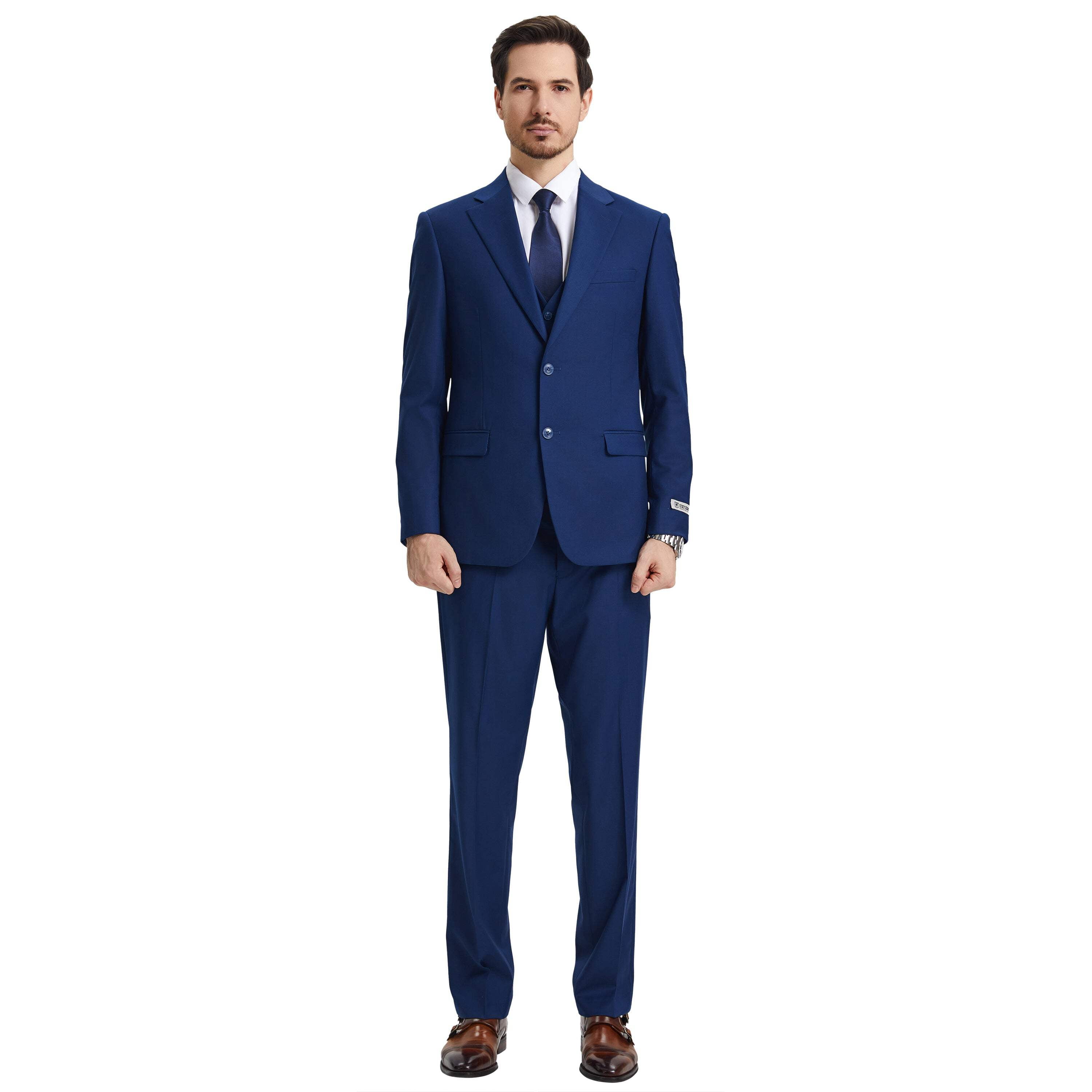 Men's Stacy Adams Hybrid-Fit 3pc Notch Lapel Suit Set, Jacket Vest and ...