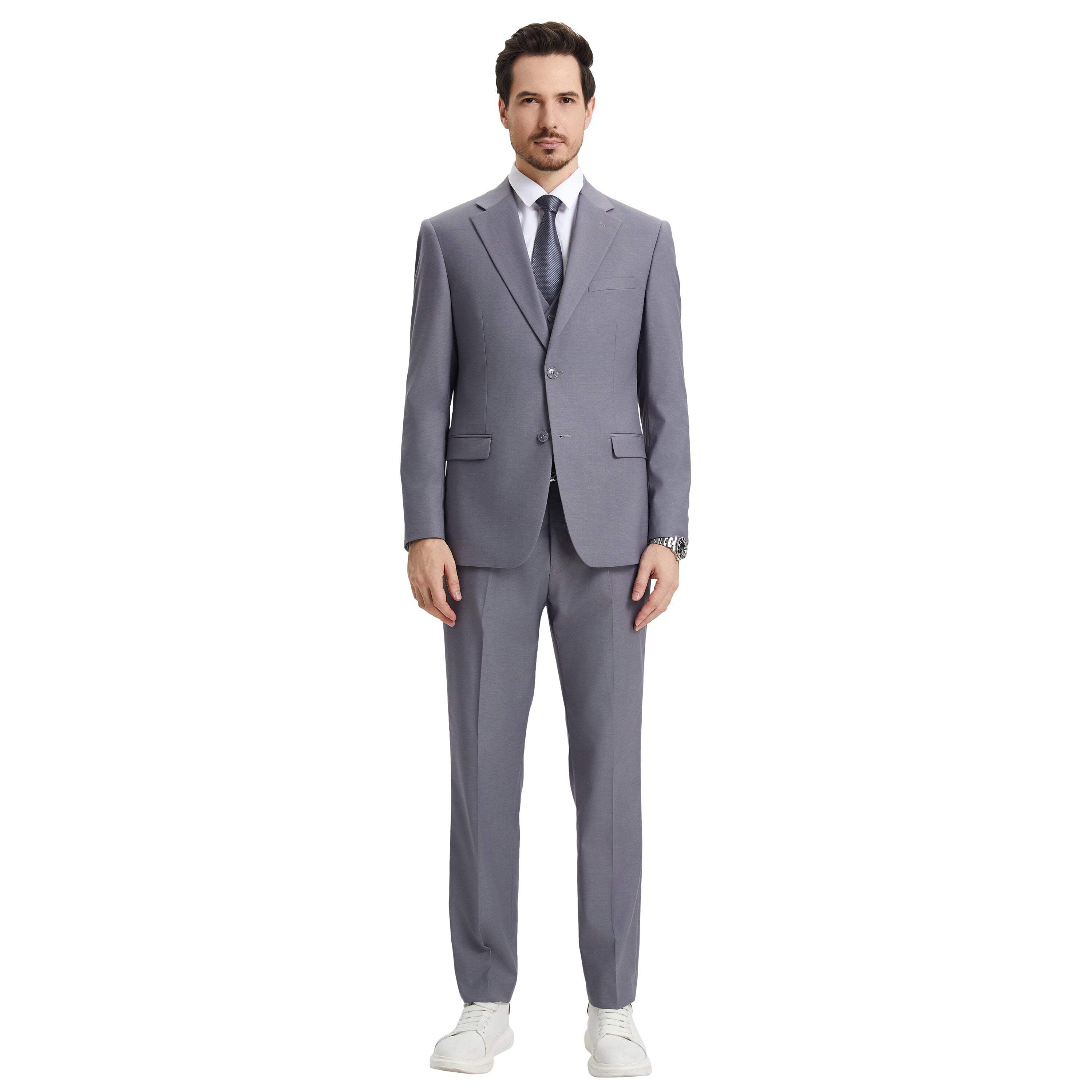 Men's Stacy Adams Hybrid-Fit 3pc Notch Lapel Suit Set, Jacket Vest and ...