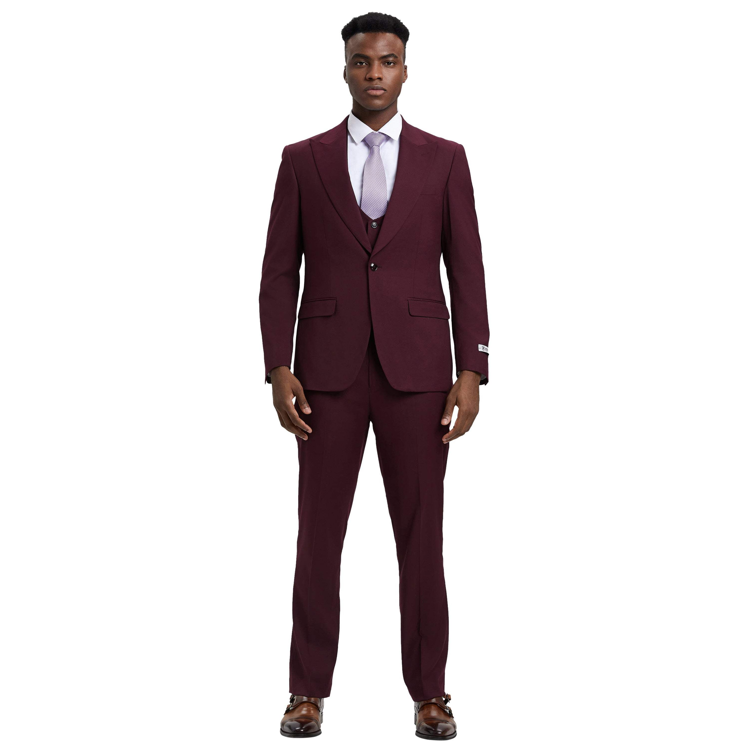 Men's Stacy Adams Hybrid-Fit 3pc Suit Set, Jacket Vest and Pants ...