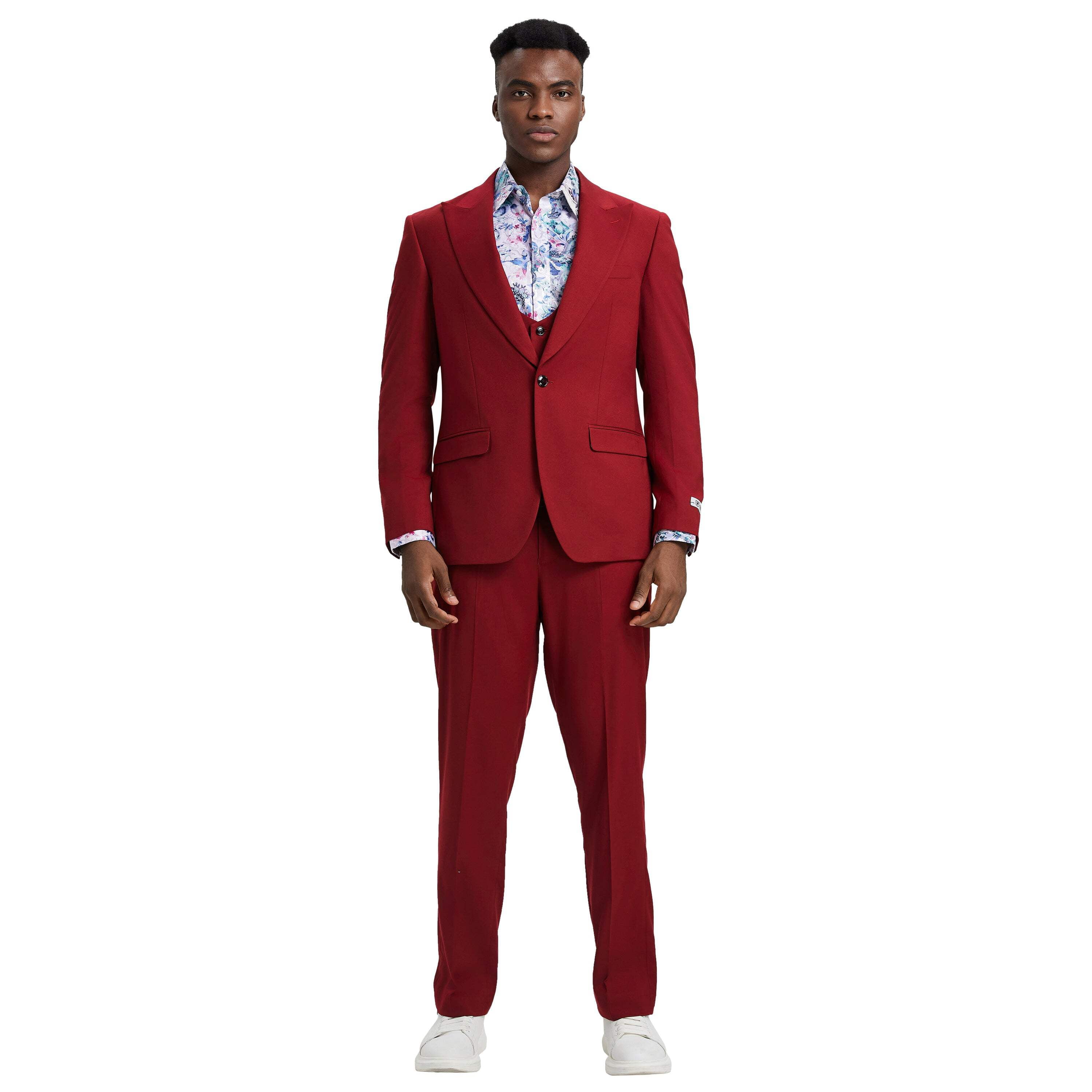 Men's Stacy Adams Hybrid-Fit 3pc Suit Set, Jacket Vest and Pants ...