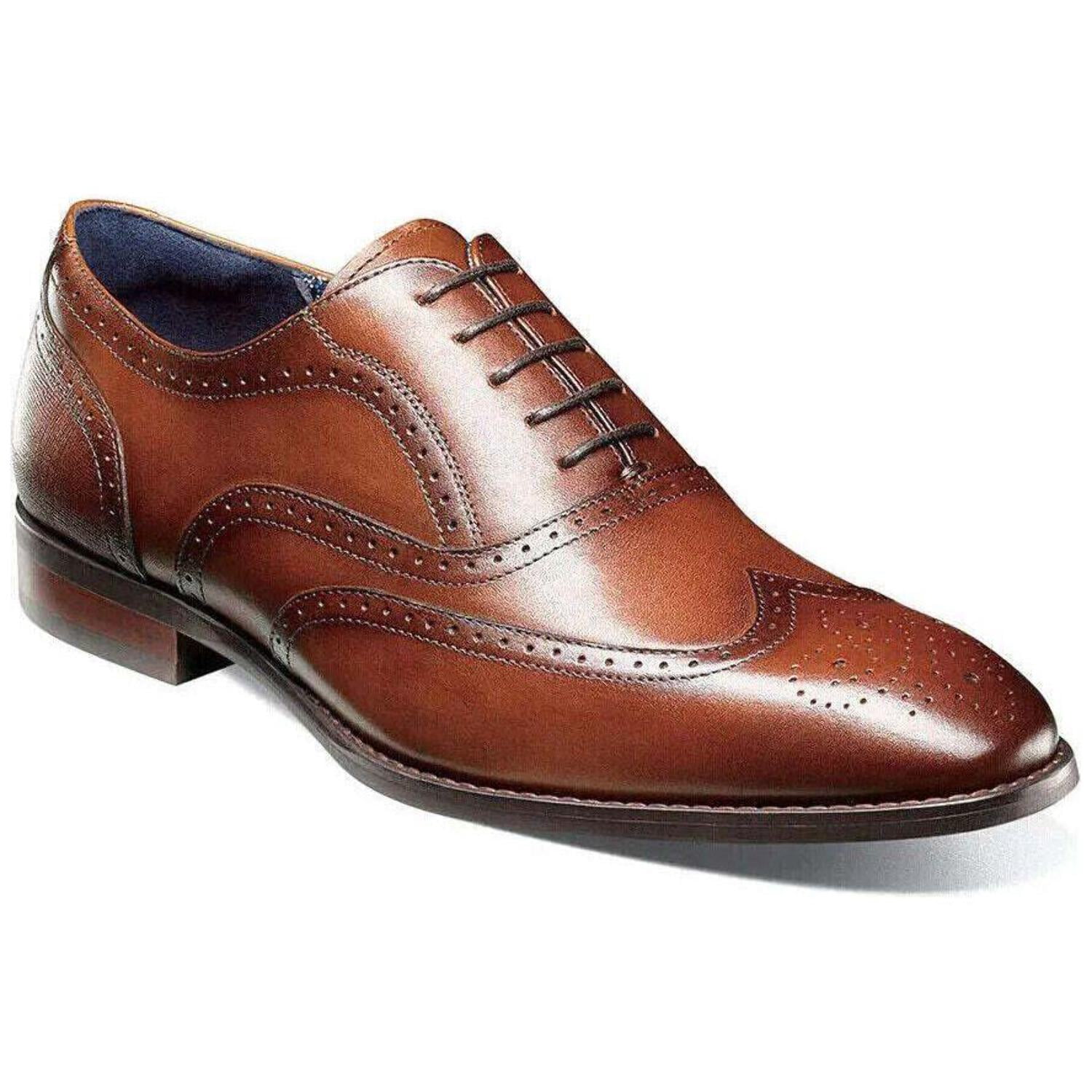 Men's Stacy Adams Kaine Wingtip Oxford Shoes Leather Cognac 25569-221 ...