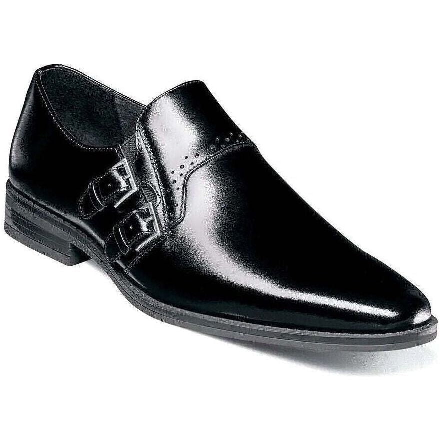 Men's Stacy Adams Kilgore Plain Toe Double Monk Strap Shoes Black 20206 ...
