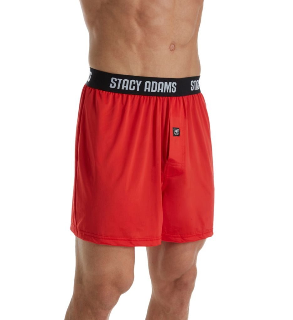 Men's Stacy Adams SA1000 Moisture Wicking ComfortBlend Boxer Short (Red ...