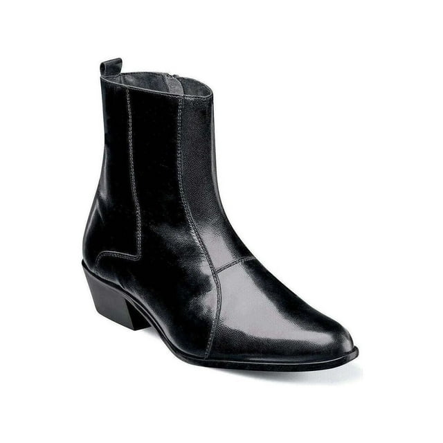 Men's Stacy Adams Santos Side Zip Boot Soft Leather Black 24855-001 ...