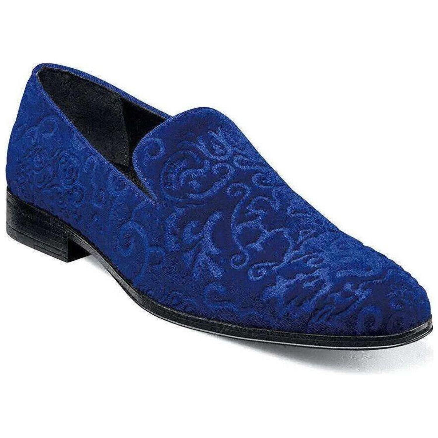 Men's Stacy Adams Saunders Debossed Velour Slip On Comfort Shoes Royal ...
