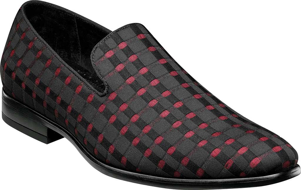 Men's Stacy Adams Stiles Checkered Loafer Black/Red Checkered Textile ...