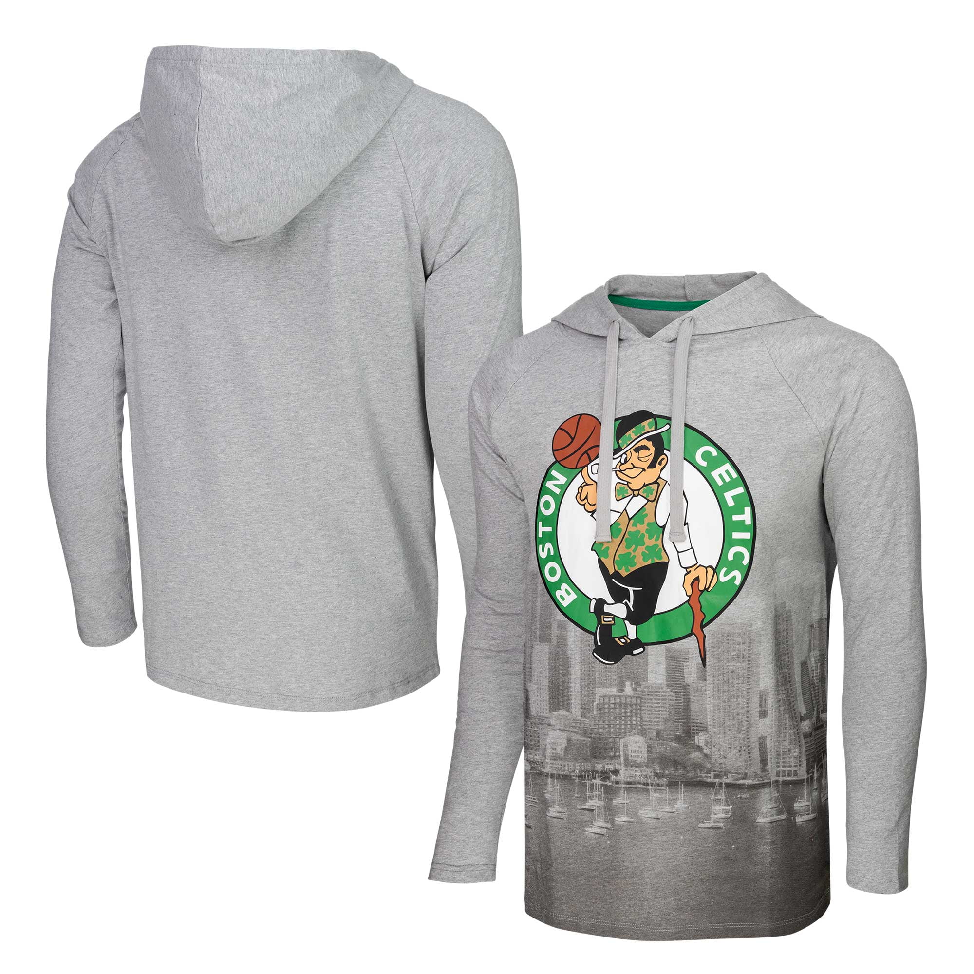 Men's Stadium Essentials Heather Gray Boston Celtics Atrium Raglan Long ...
