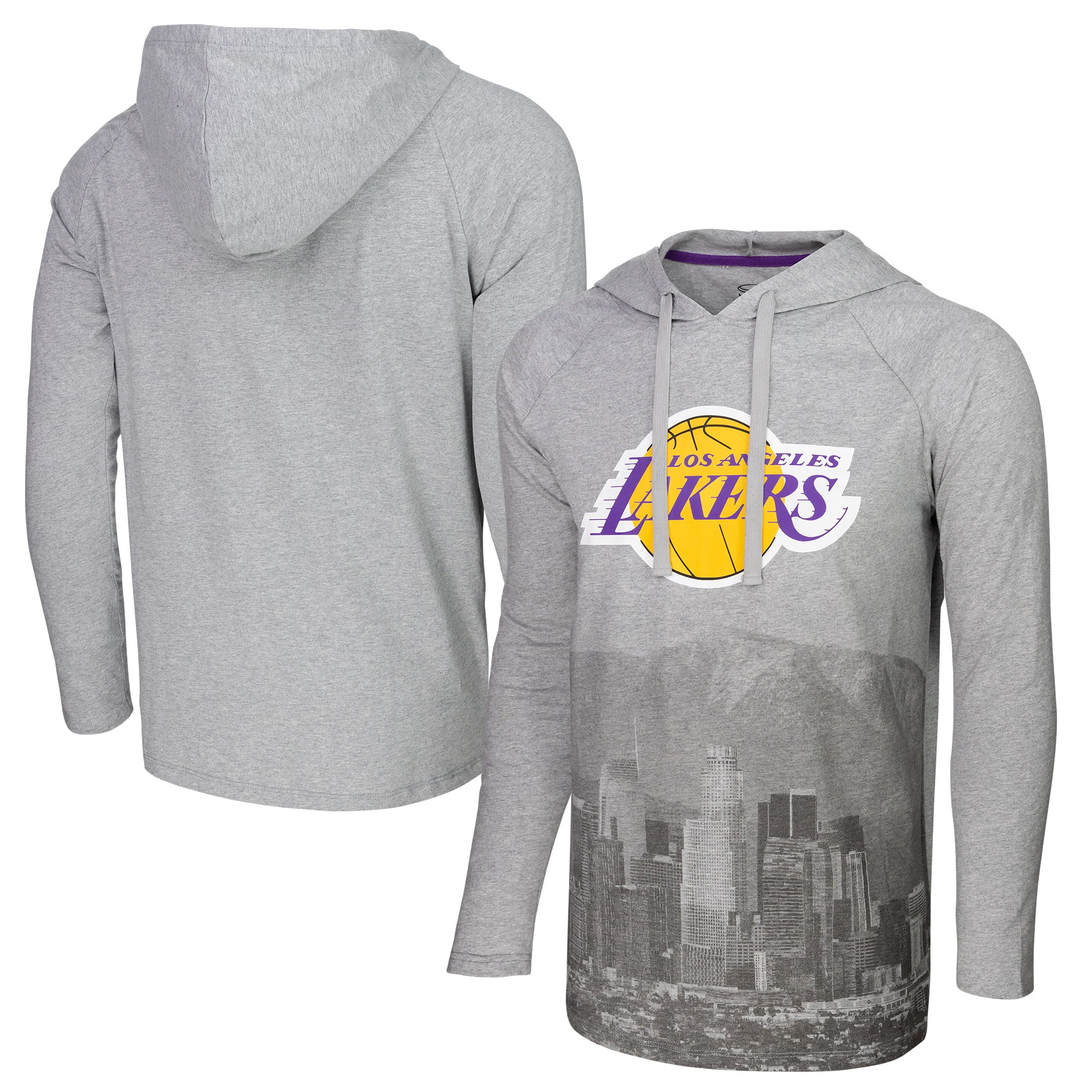 Men's Stadium Essentials Heather Gray Los Angeles Lakers Atrium Raglan ...
