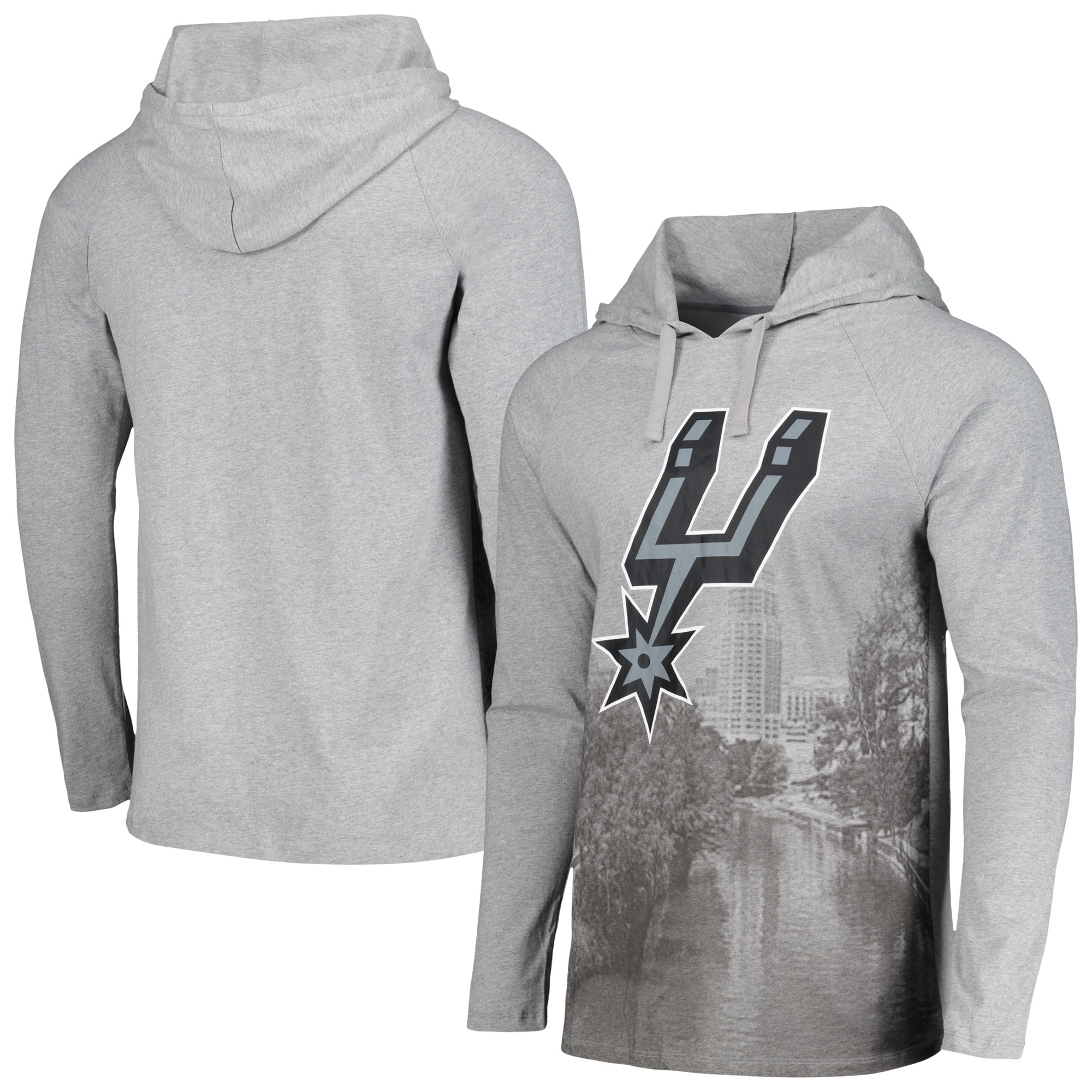 Men's Stadium Essentials Heather Gray San Antonio Spurs Atrium Raglan ...