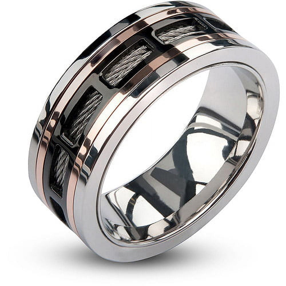 Men's Stainless Steel Cable in IP Black and IP Rose Gold Window Steel ...