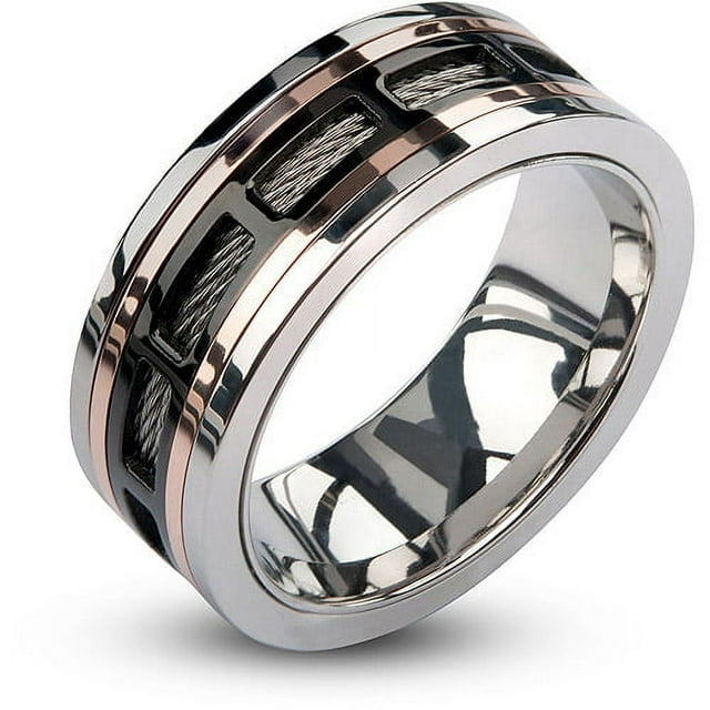 Men's Stainless Steel Cable in IP Black and IP Rose Gold Window Steel ...