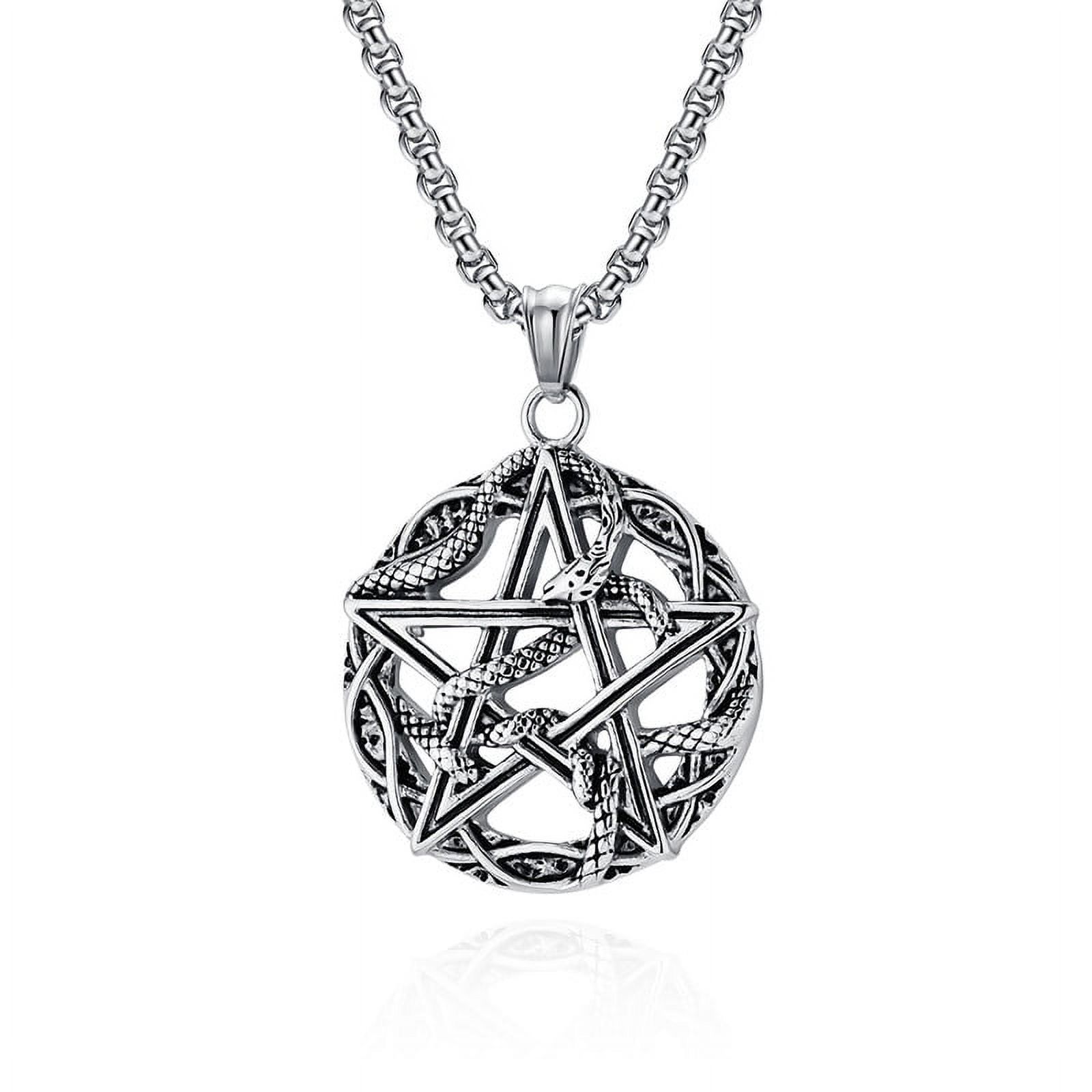Men's Stainless Steel Chain Viking Pendant Wrapped Snake Pentagram 5 ...