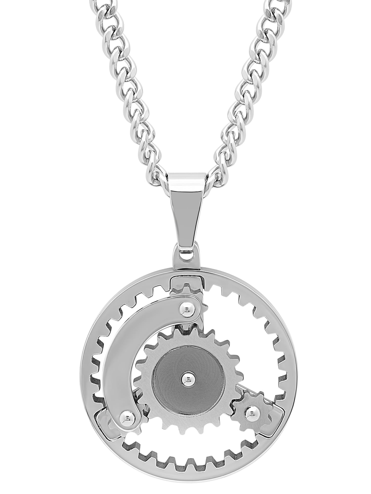 Men's Stainless Steel Cogwheel Gear Charm with 24" Curb Chain - Mens ...