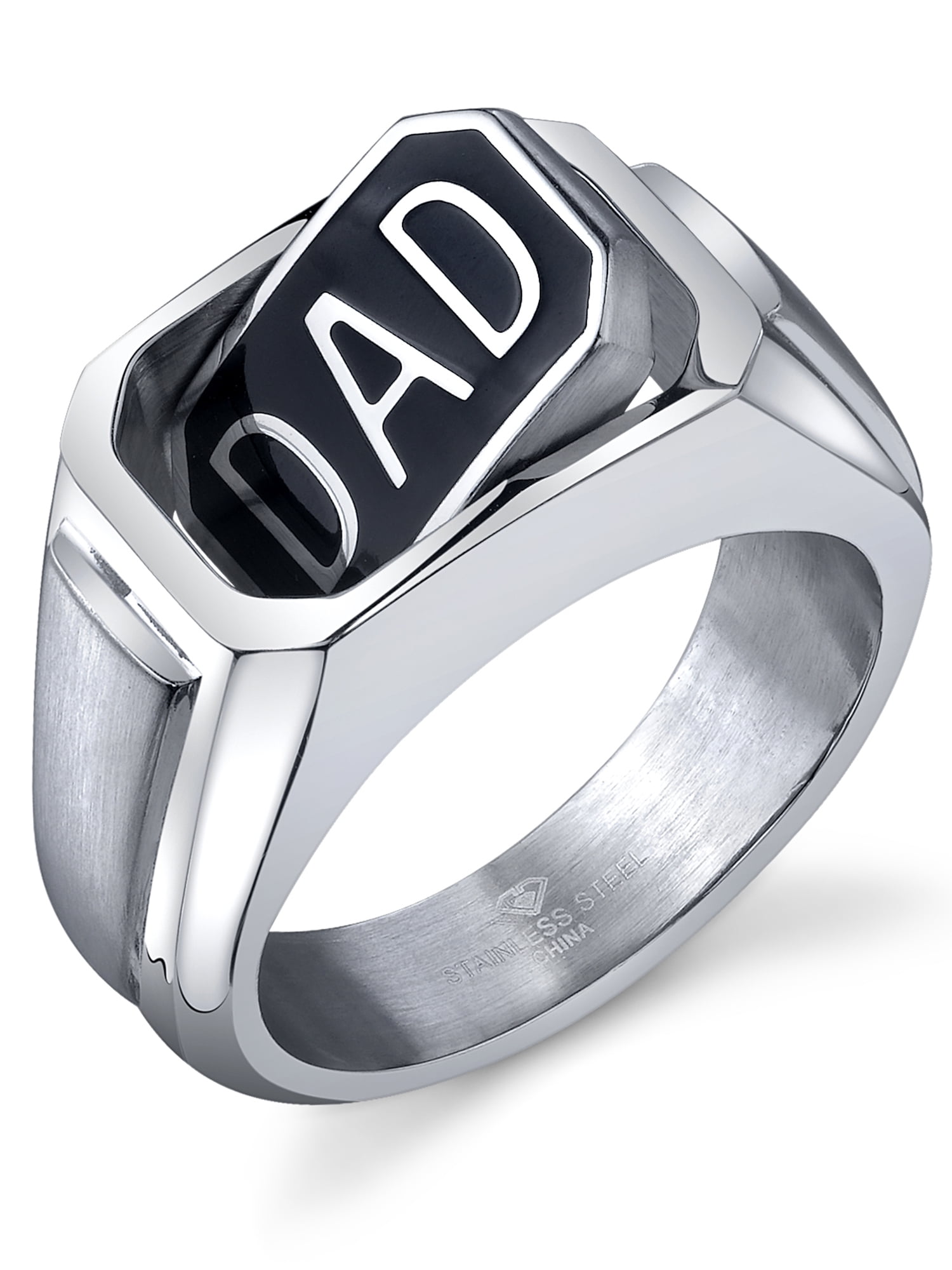 Men's Stainless Steel Diamond Accent "DAD" Flip Ring - Perfect gift for Father's Day - Mens ...