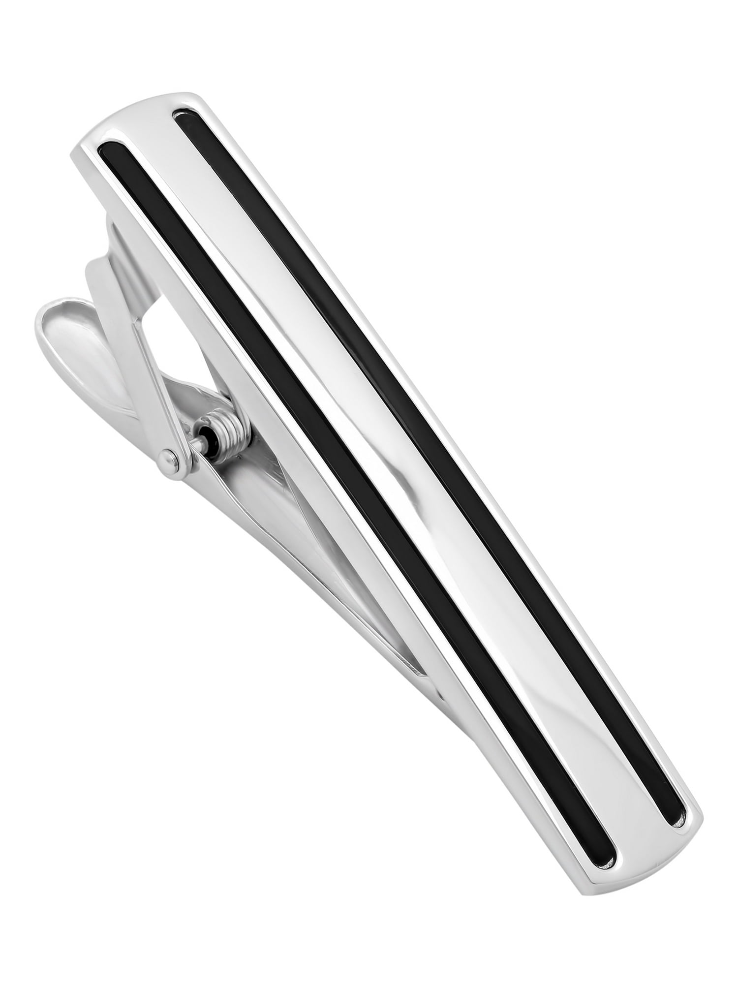 Men’s Stainless Steel Double Stripe Clip On Tie Bar - Walmart.com