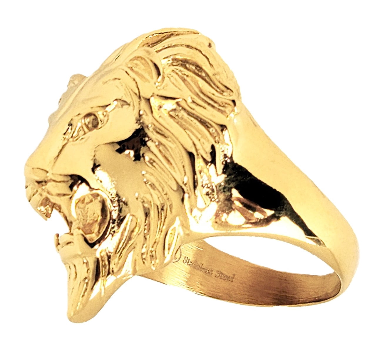 Men's Stainless Steel Gold Plated 3D Lion Statement Ring Size 10 Hip ...