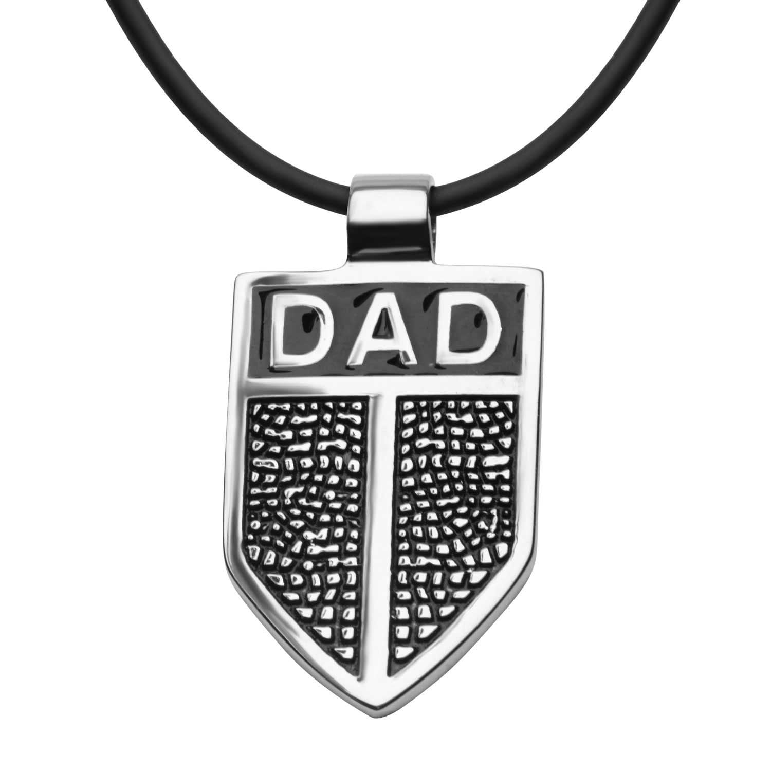 Men's Stainless Steel Inscription DAD Shield Pendant, 24 Cord - Walmart.com