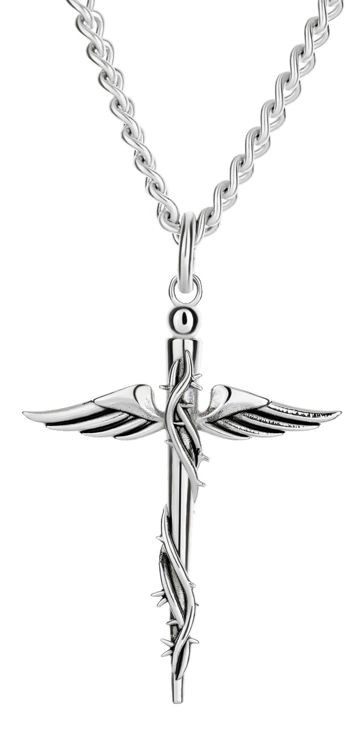 Men's Stainless Steel Medical Cross Necklace - Proverbs 17:22 by ...